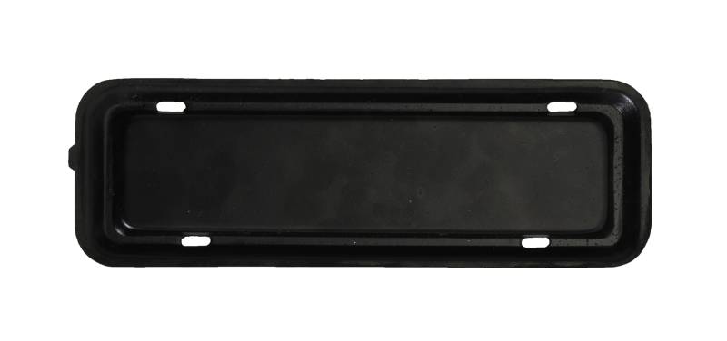 111-233AB RADIO BLOCK OFF PLATE, BLACK WITHOUT MOLDING HOLES, BUG 1958-67